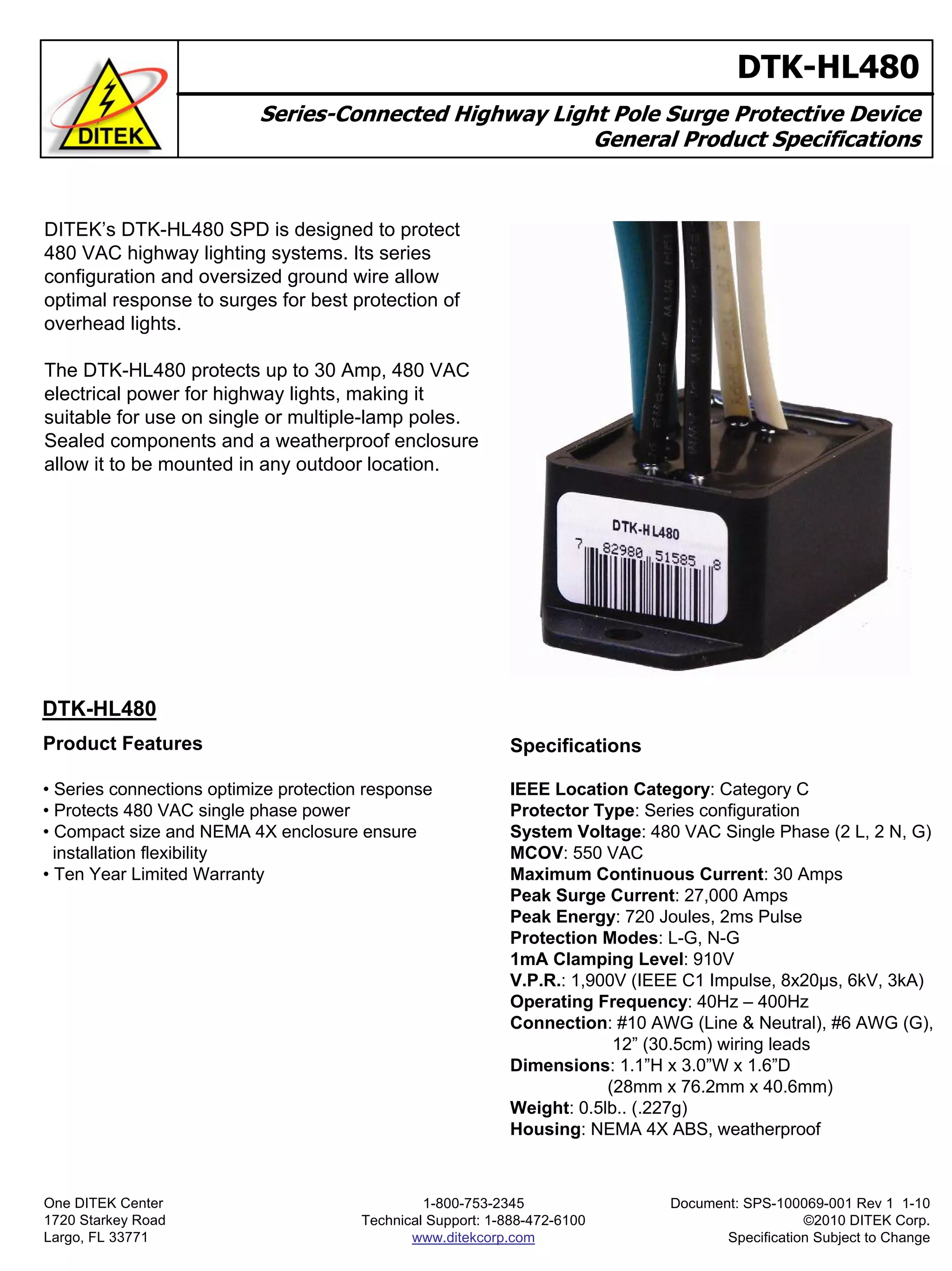 Ditek DTK-HL480 Data Sheet | PDF