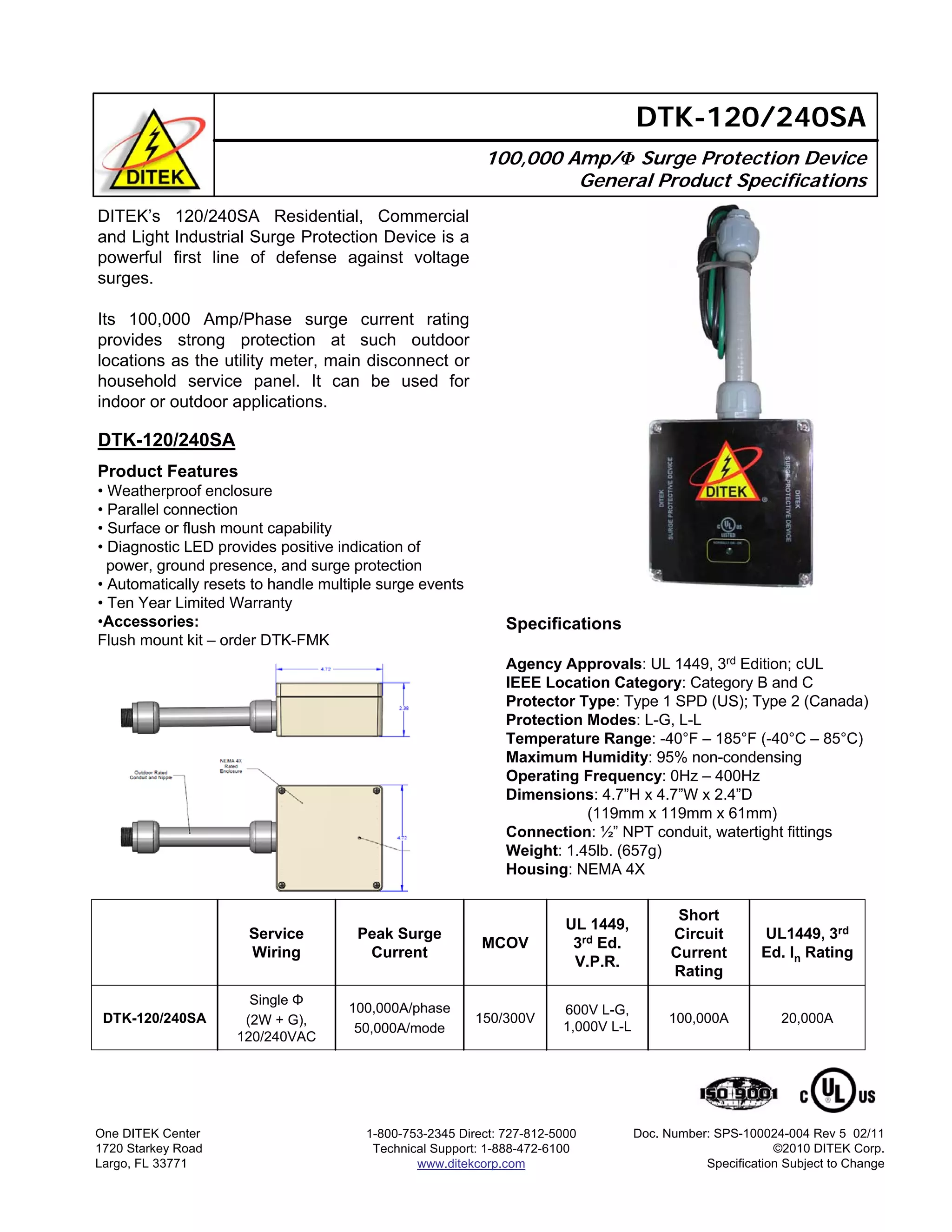 Ditek DTK120240SA Data Sheet | PDF