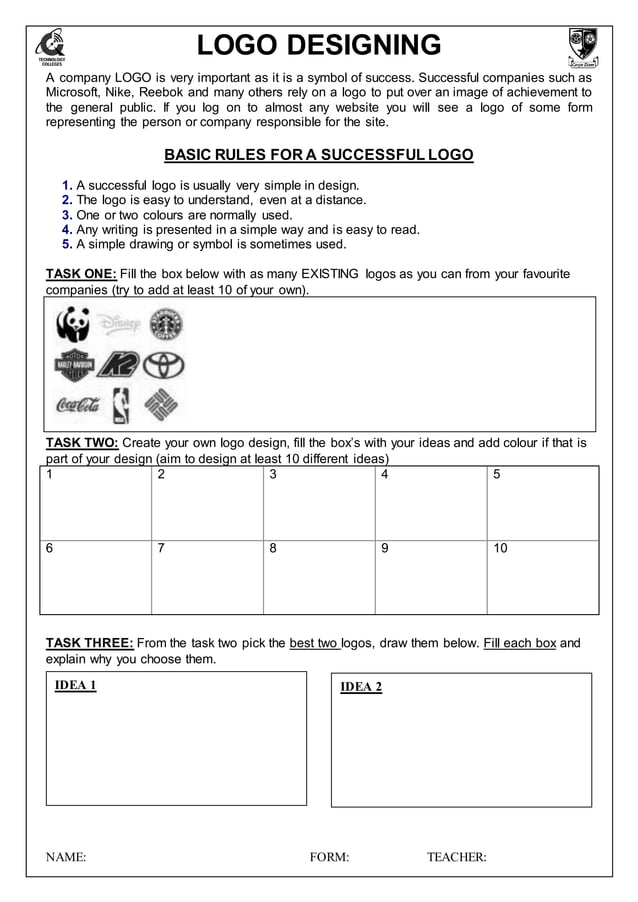 Creating logo worksheet | PDF | Internet for Beginners | Internet
