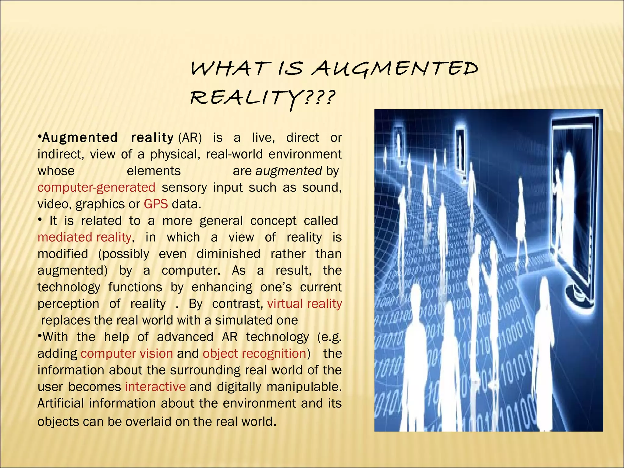 Augmented reality(my ppt) | PPT