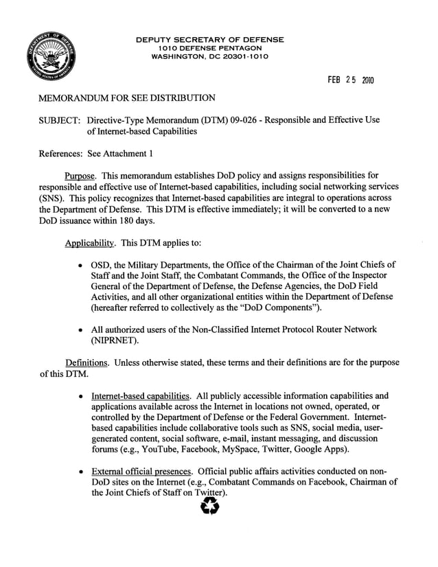DoD Official Social Media Policy | PDF