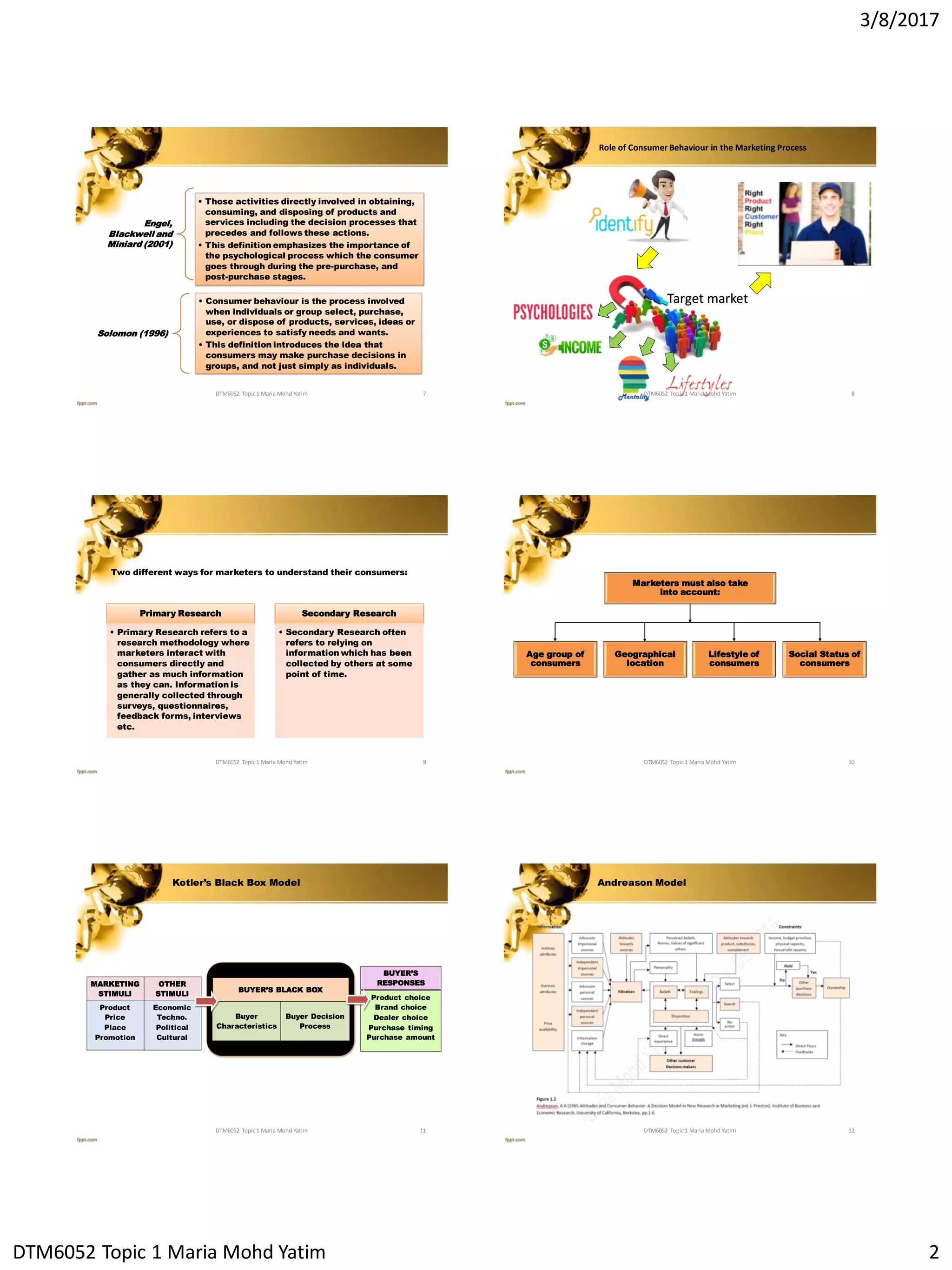 CONSUMER BEHAVIOR , INTRODUCTION TOPIC 1 | PDF | Business | Business and Finance