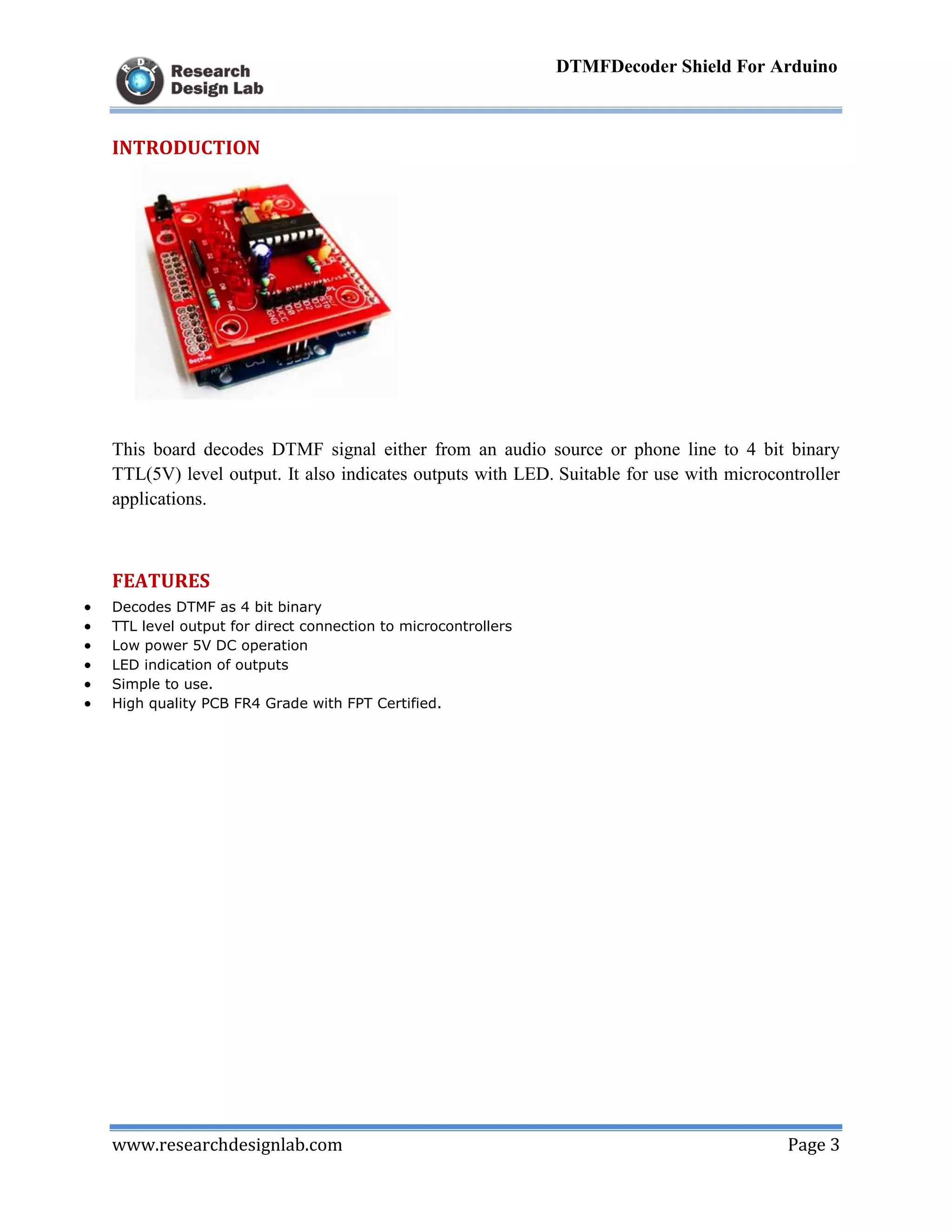 Dtmf Decoder Shield For Arduino Pdf 7613