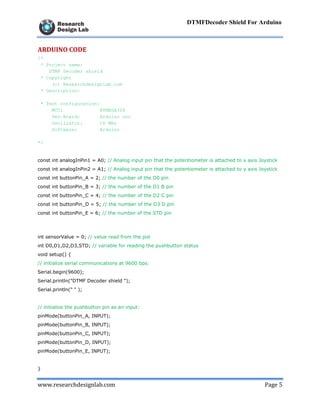 DTMF Decoder Shield for Arduino | PDF