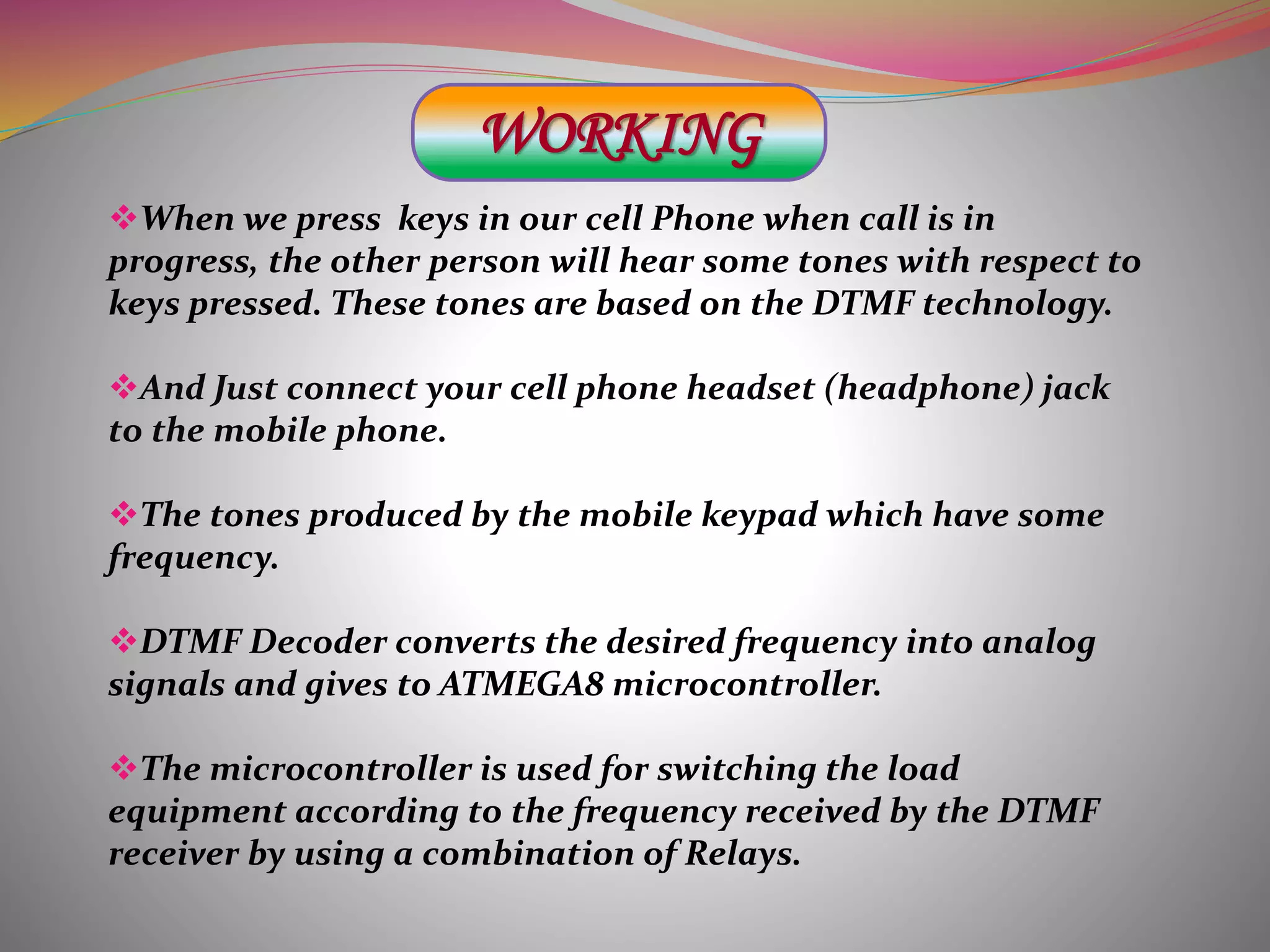 Dtmf based appliances control system for rural and agricultural ...