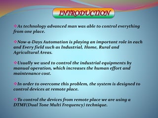 Dtmf based appliances control system for rural and agricultural ...