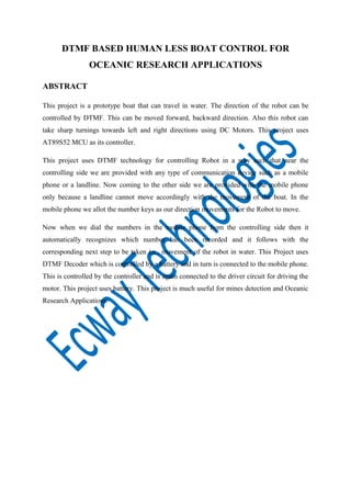 Dtmf based human less boat control for oceanic research applications | DOC