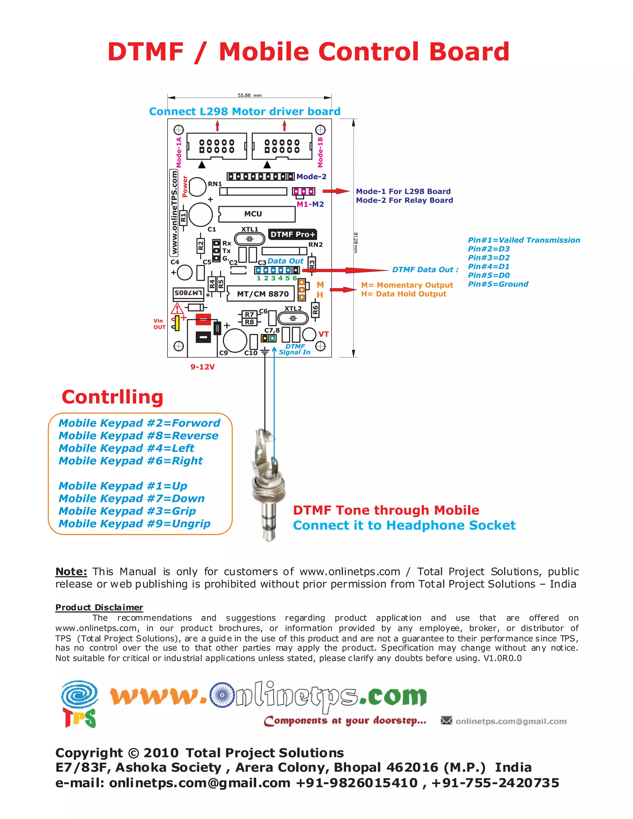 Dtmf control robot manual | PDF | Radio Control | Hobbies & Interests