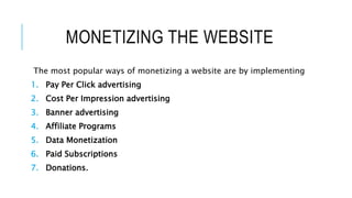 WEBSITE MONETIZATION | PPTX | Internet | Computing