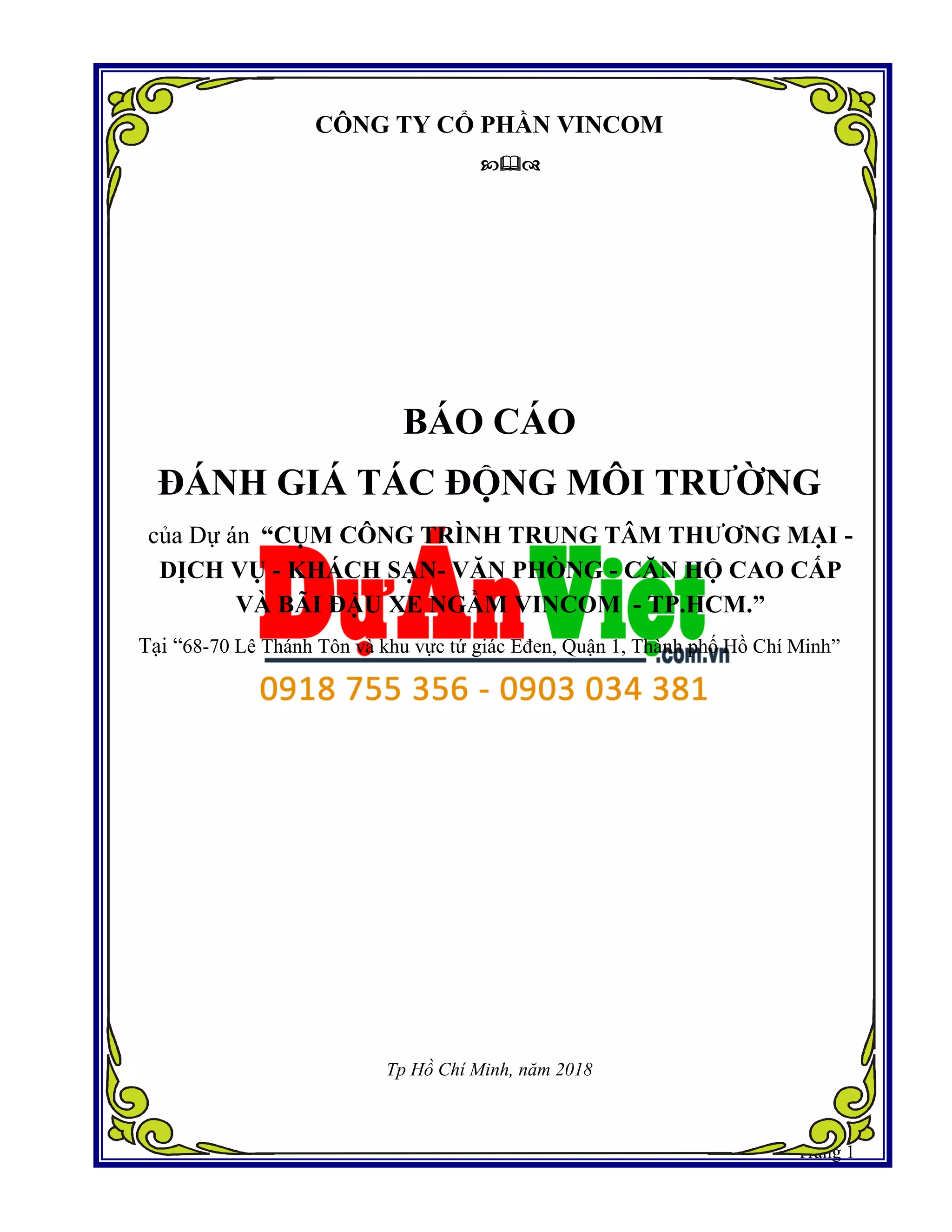 ĐTM Cụm công trình Trung tâm Thương Mại - Dịch vụ - Khách sạn - Văn phòng - Khu căn hộ cao cấp ...
