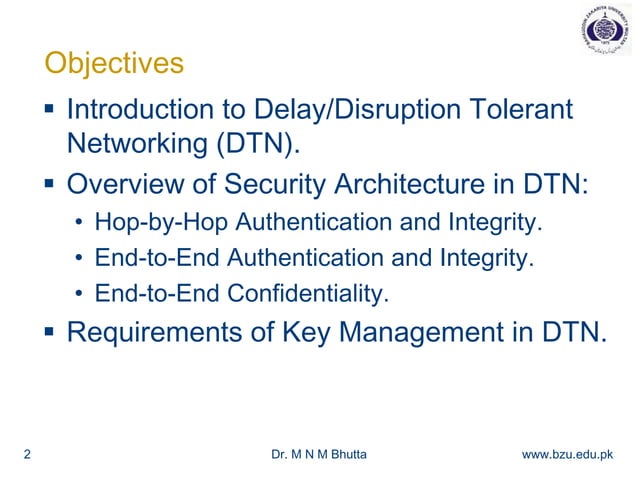 Introduction to Secure Delay/Disruption Tolerant Networks (DTN) | PDF