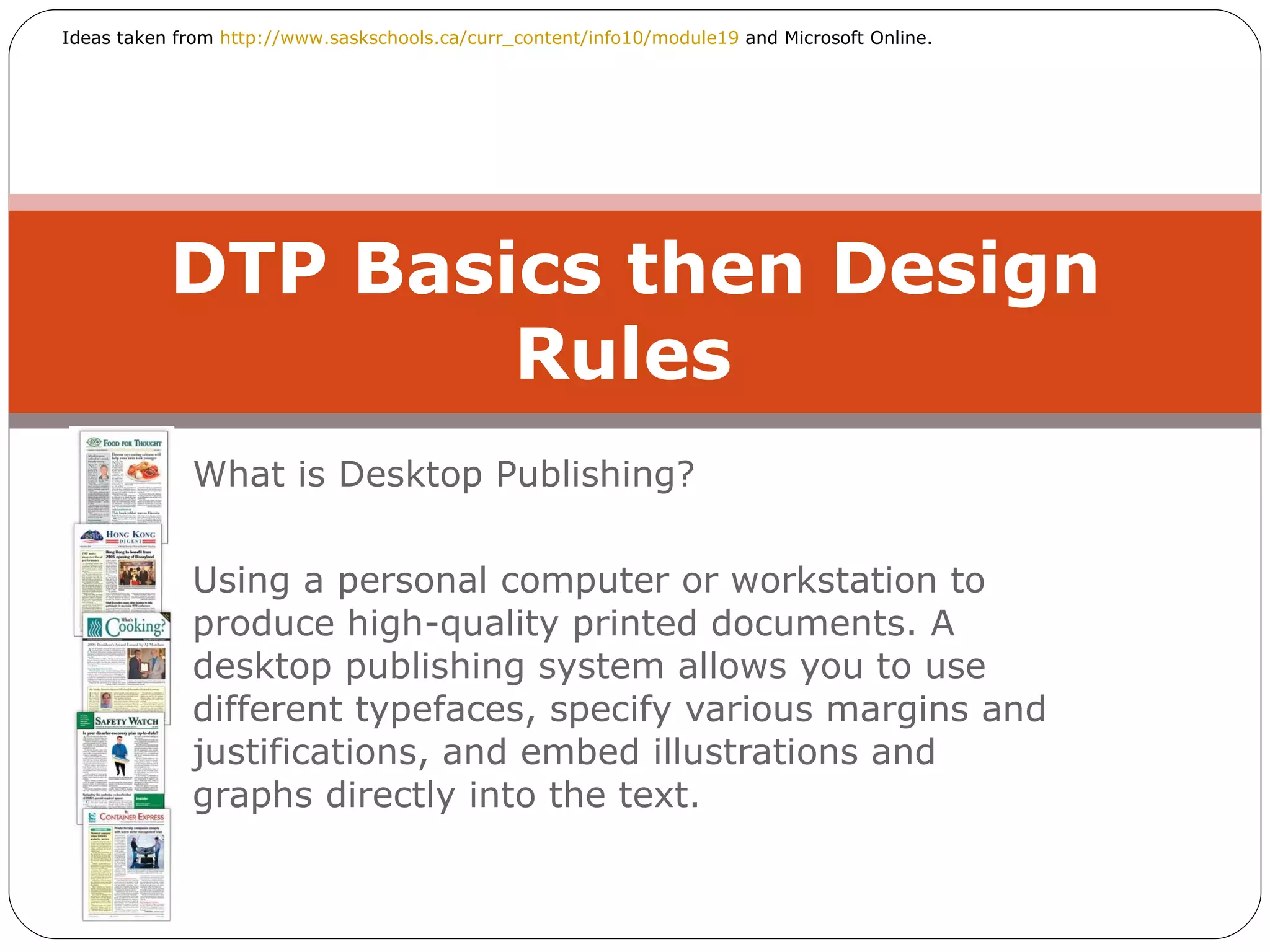 Dtp Basics And Design Rules Student Version | PPT