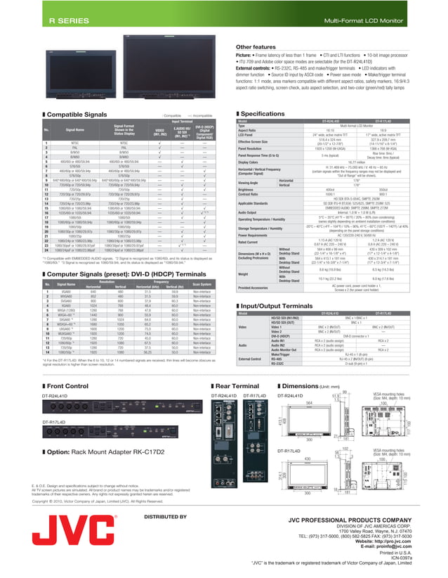 JVC DT-R24L41D Monitor Brochure | PDF | Computer Peripherals | Computing