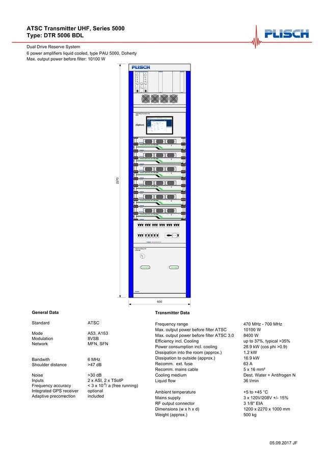 PLISCH ATSC 3.0 DTV Transmitter 10kW in just ONE rack | PDF