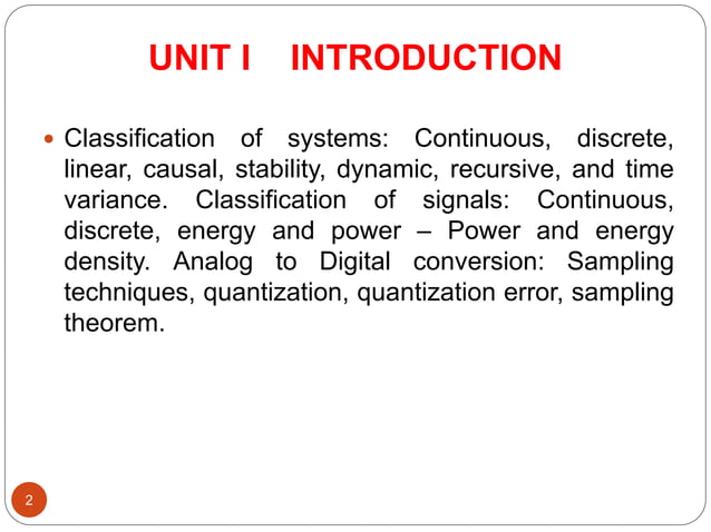 DTSP UNIT I - INTRODUCTION.pptx | Computing | Technology & Computing