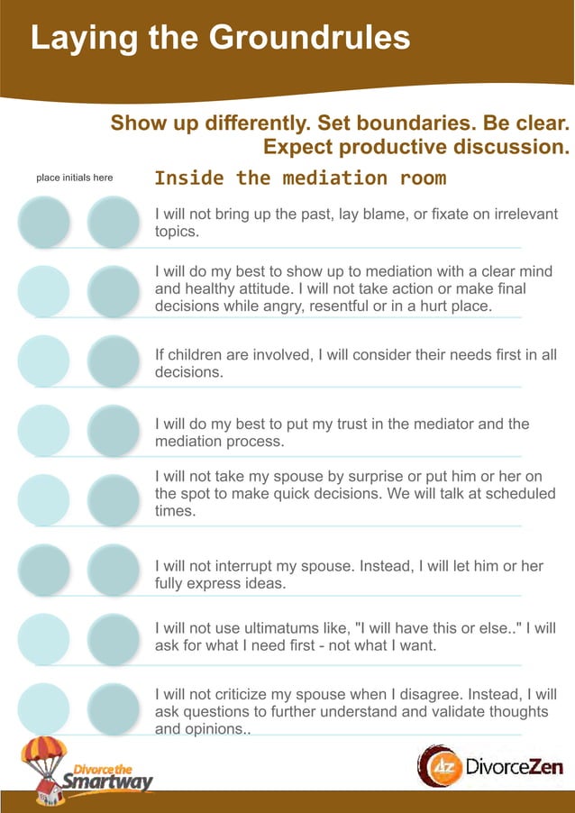 Setting ground Rules and Intentions in Divorce Mediation | PDF
