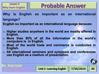Why do you learn English? | PPTX