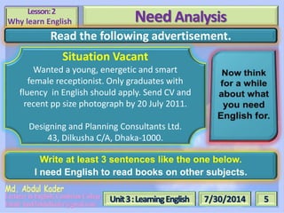 Why do you learn English? | PPT