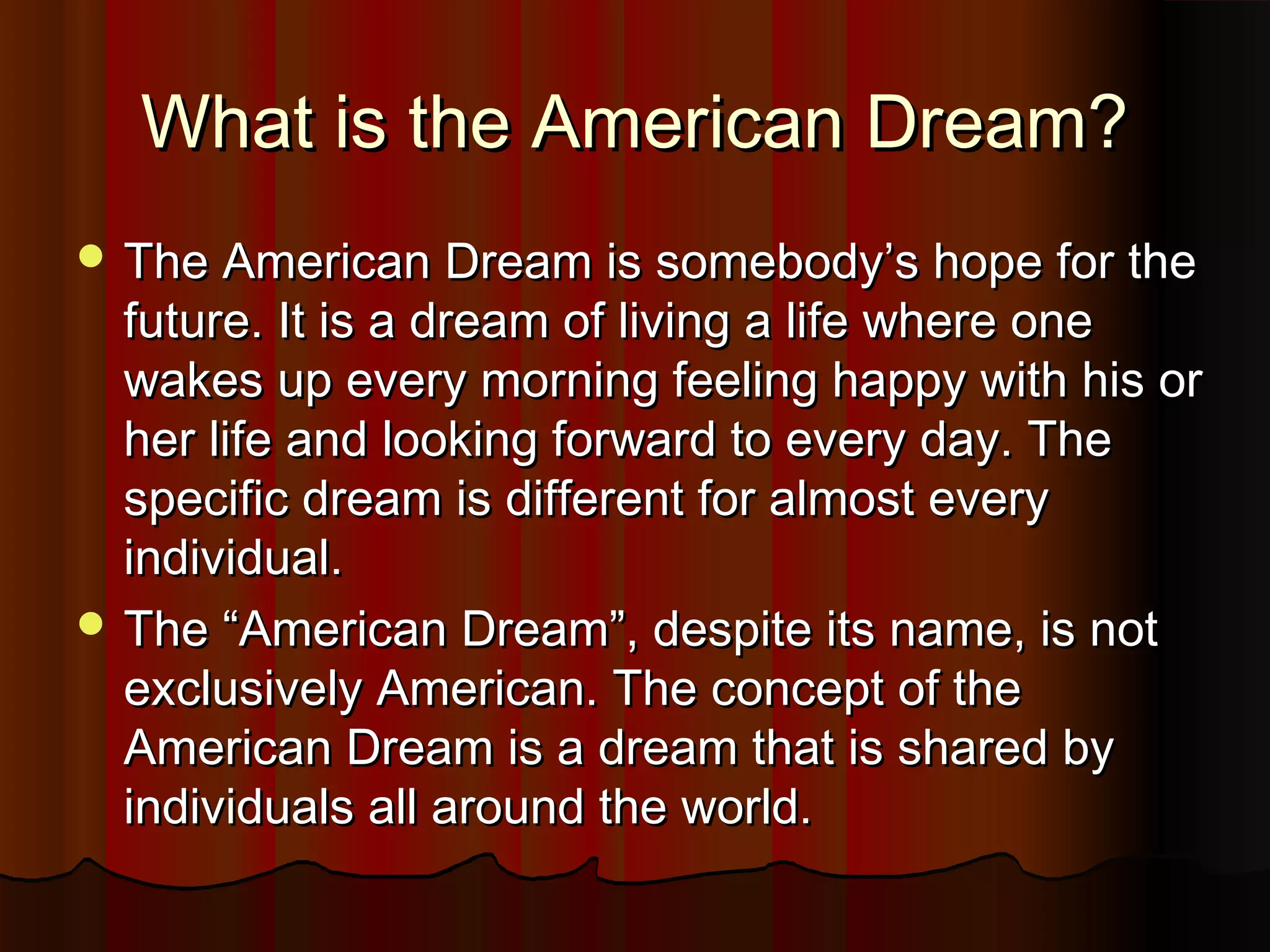 Dtthe american dream2 | PPT