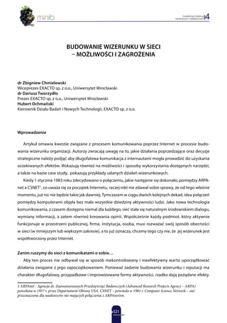 Budowanie wizerunku w Sieci – możliwości i zagrożenia | PDF