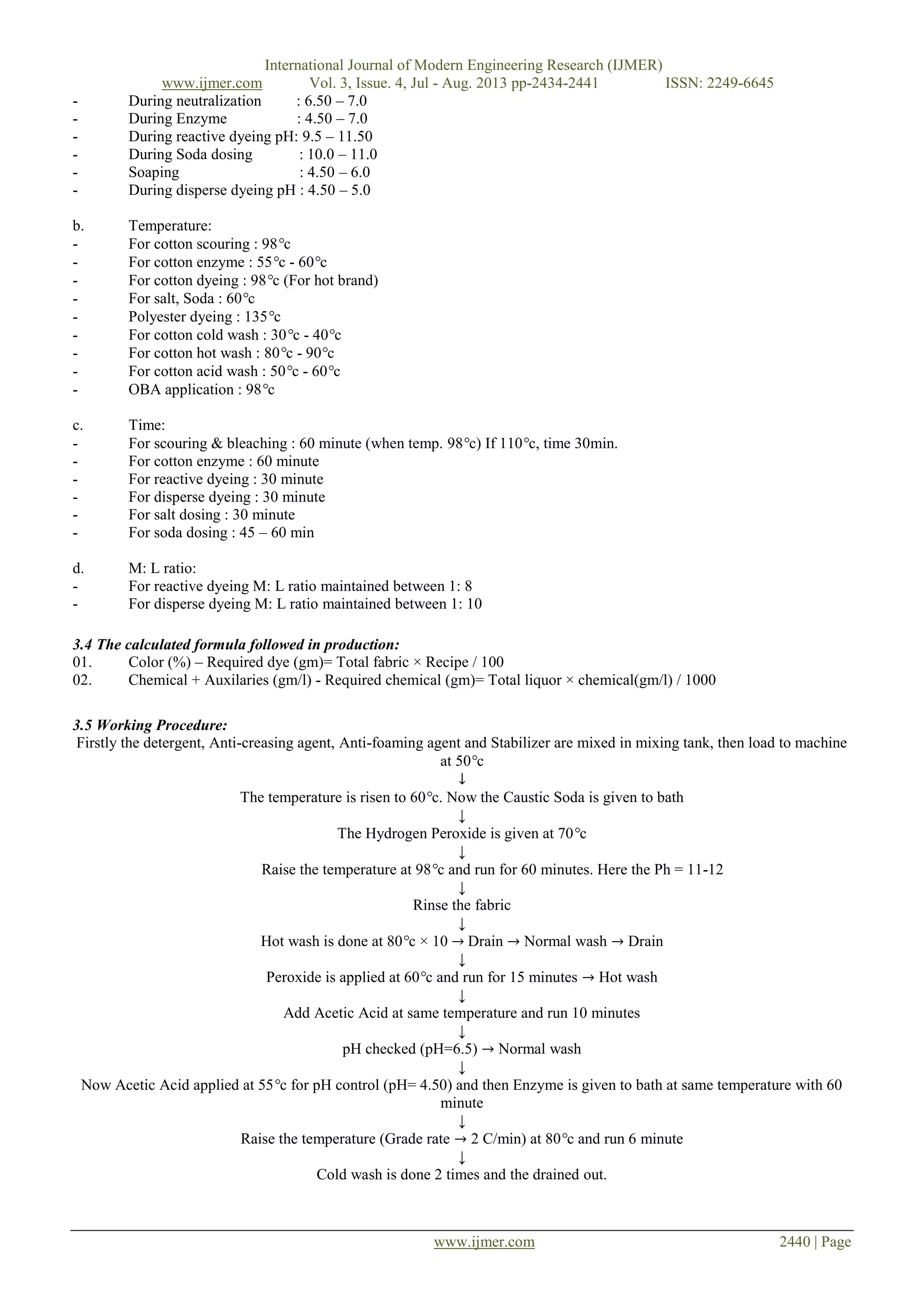 Comparative study on Garments dyeing process and Fabric dyeing process on various parameters (PH ...