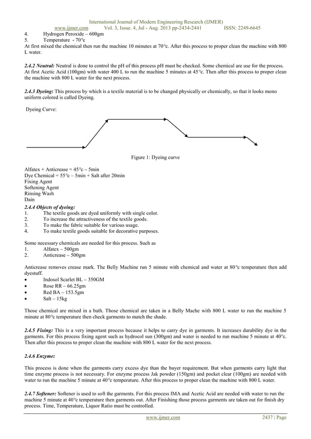 Comparative study on Garments dyeing process and Fabric dyeing process on various parameters (PH ...