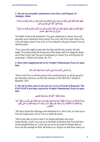 Du'aas of the Prophets and Messengers | PDF