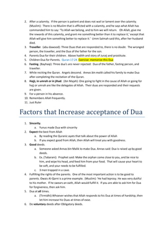 Dua class notes2 | PDF