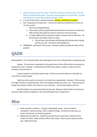 Dua class notes2 | PDF