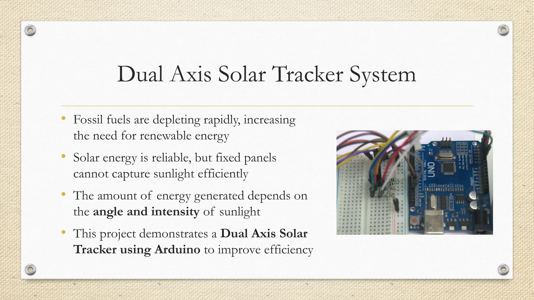 Dual Axis Solar Tracker System Using Arduino | PPTX
