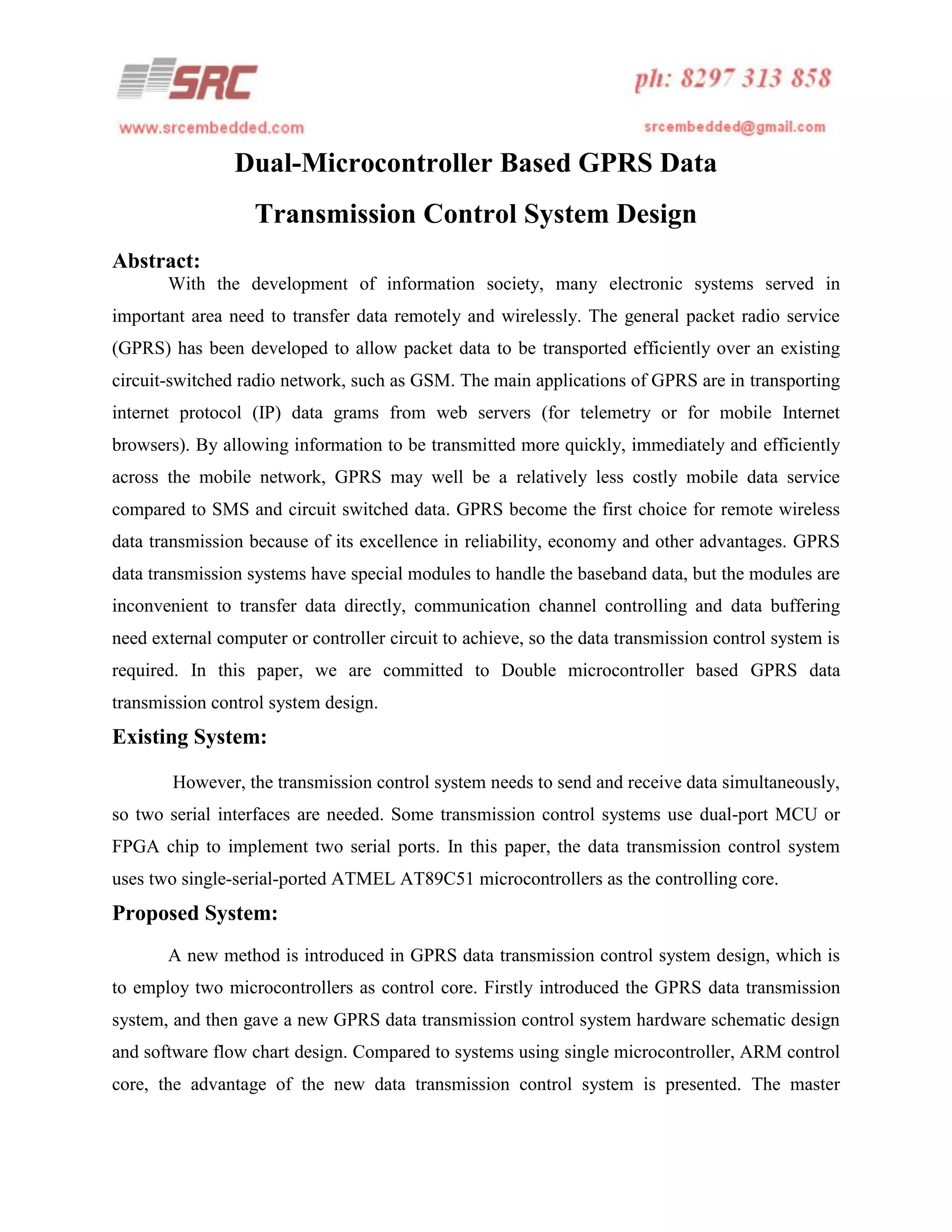 Dual microcontroller based gprs data transmission control system design | PDF | Computer ...