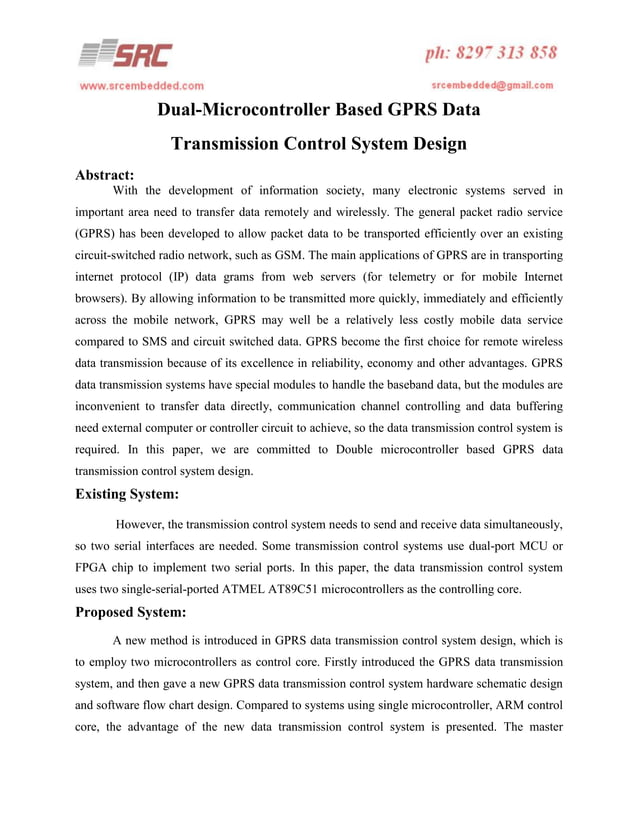 Dual microcontroller based gprs data transmission control system design | PDF | Computer ...