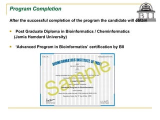 PG Diploma in Bioinformatics / Cheminformatcs | PPT