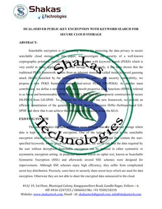 Dual server public-key encryption with keyword search for secure cloud storage | PDF