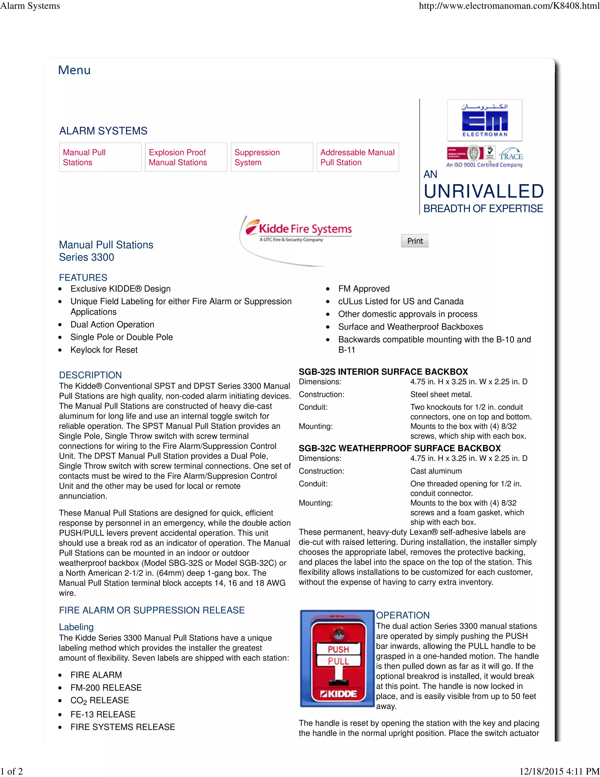 Dual action manual pull station | PDF