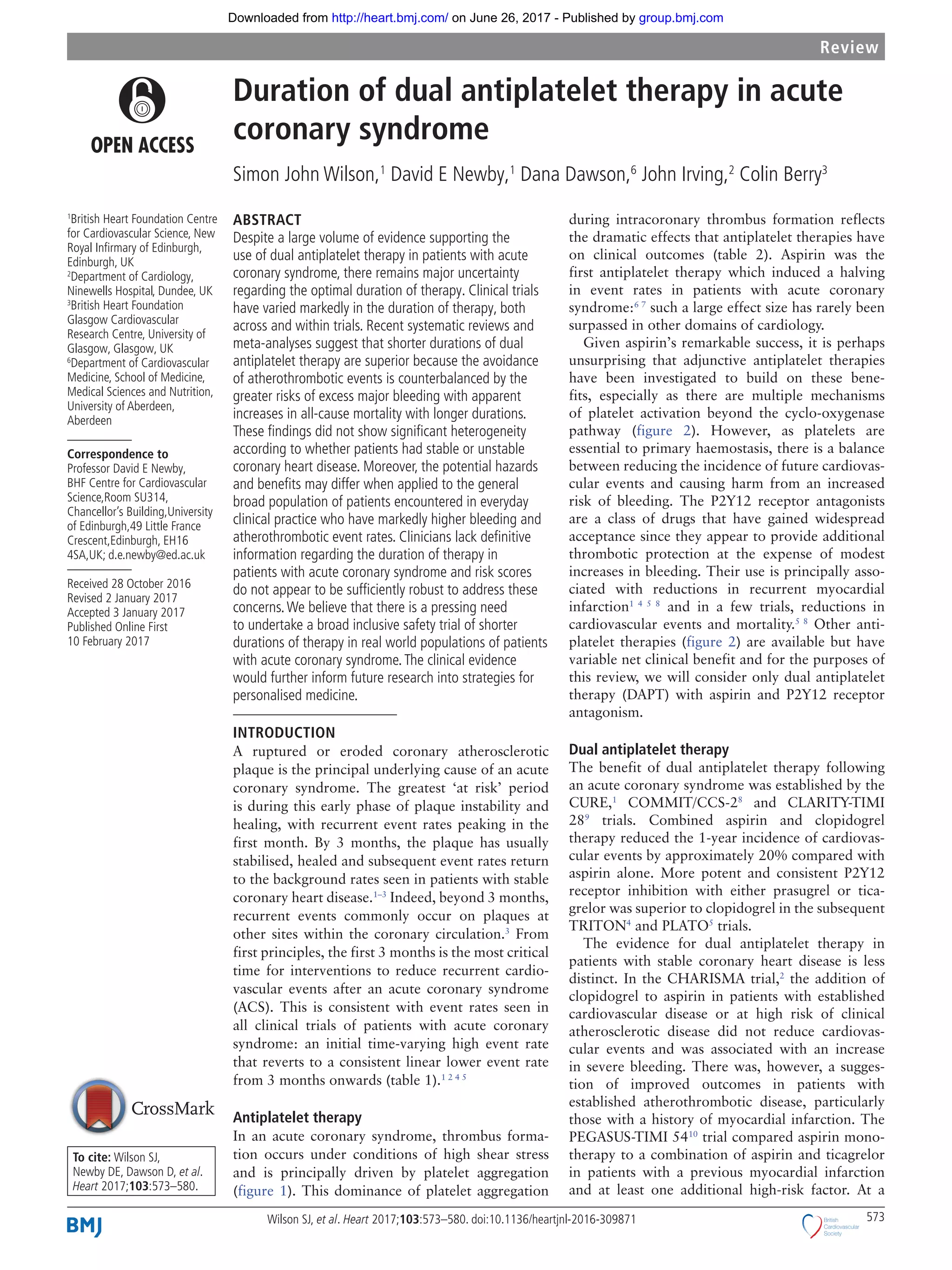 Dual antiplatelet therapy | PDF