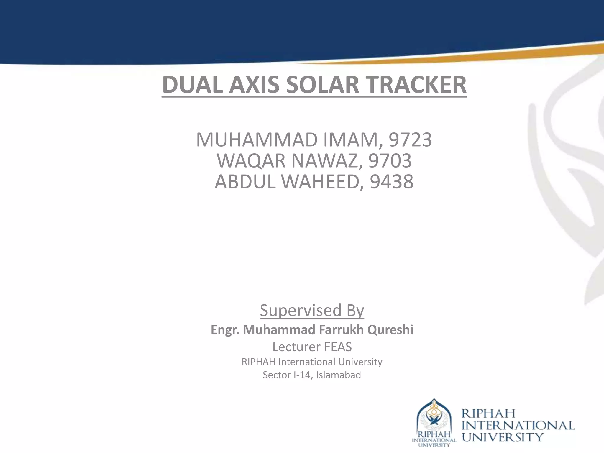 Dual axis solar tracker | PPTX