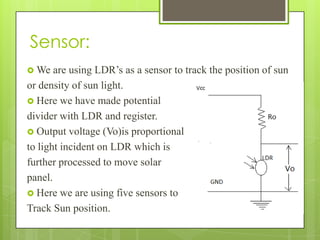 DUAL AXIS SOLAR TRACKER USING ARDUINO | PPTX