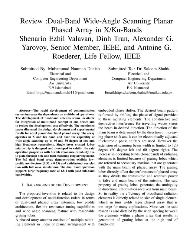 Dual band wide angle scanning planar phased array in x ku band | PDF