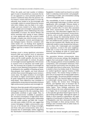 Dual burden of underweight and overweight among women in bangladesh ...