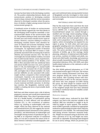 Dual burden of underweight and overweight among women in bangladesh ...