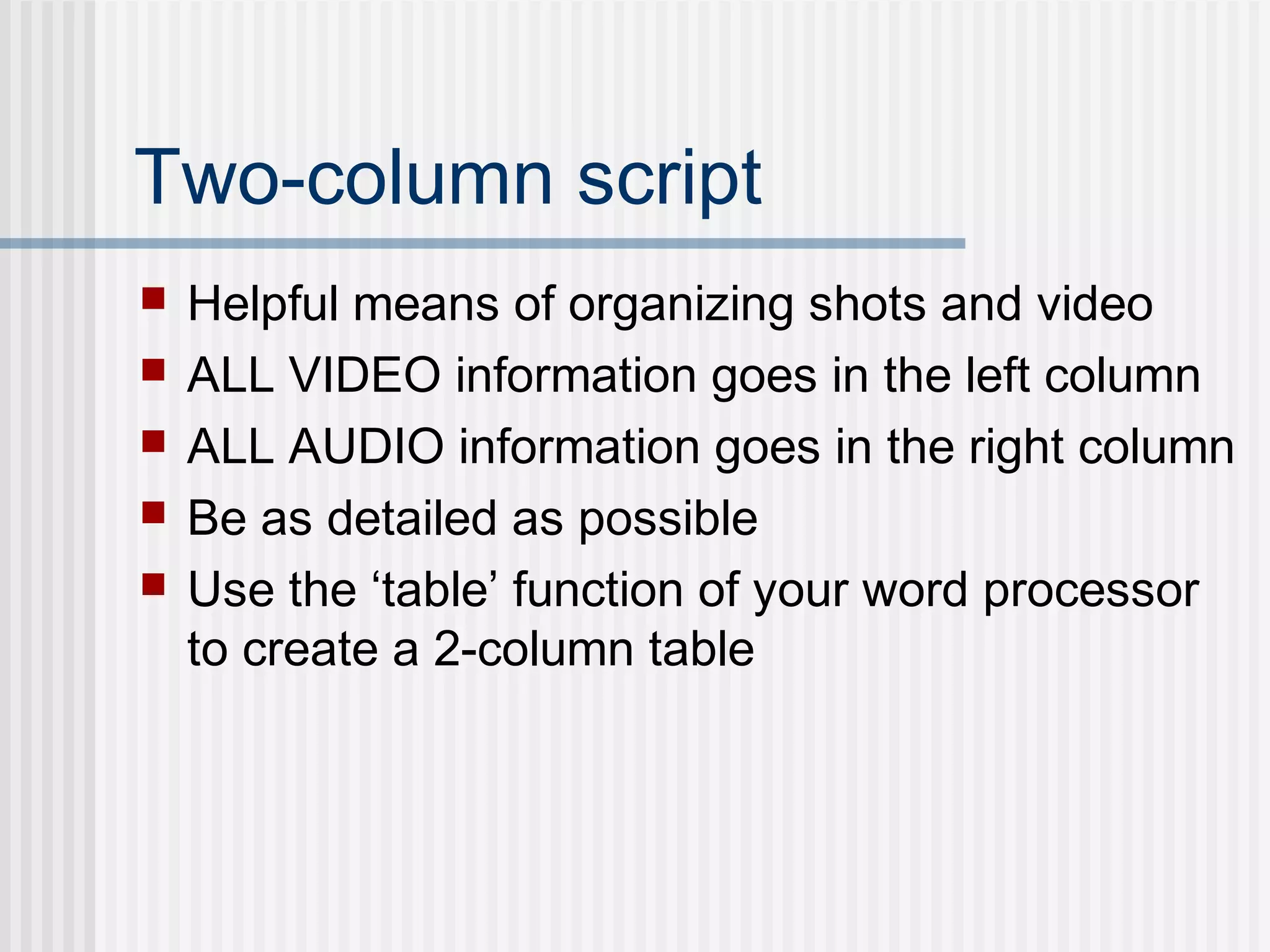 Dual Column Script | PPT