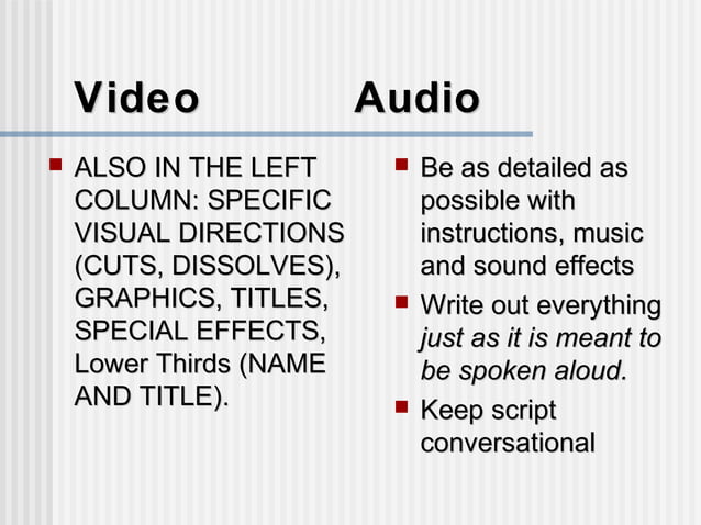 Dual Column Script | PPT | Video Production | Content Production