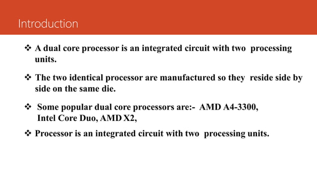 Dual core processor | PPTX | Desktops | Computing