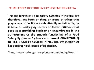 D U Alfa challenges of food safety systems in nigeria | PPT