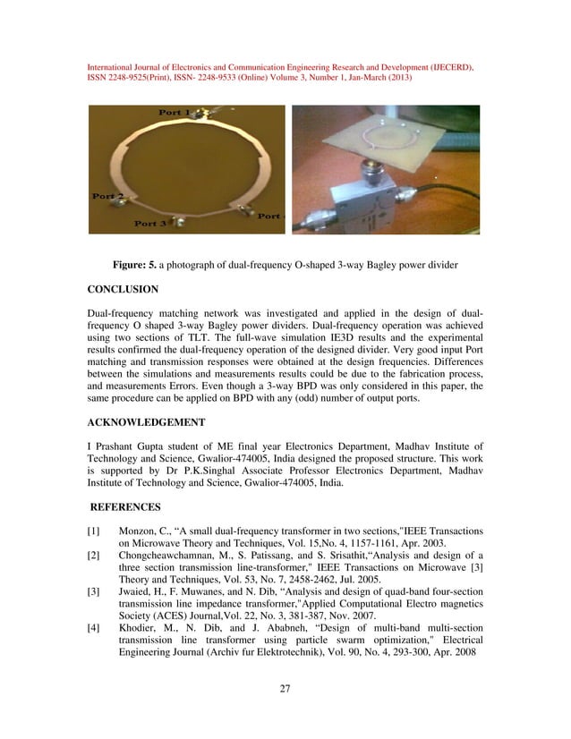 Dualfrequency oshaped 3 way bagley power divider based on tlt | PDF | Physics | Science