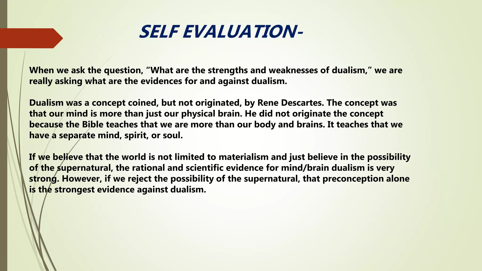 Dualism philosophy presentation. | PPTX