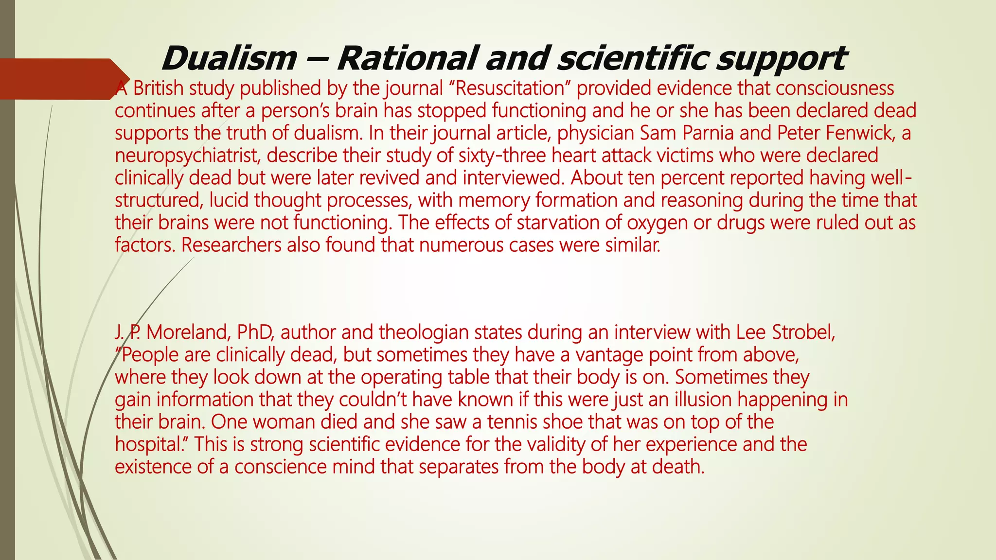 Dualism philosophy presentation. | PPTX