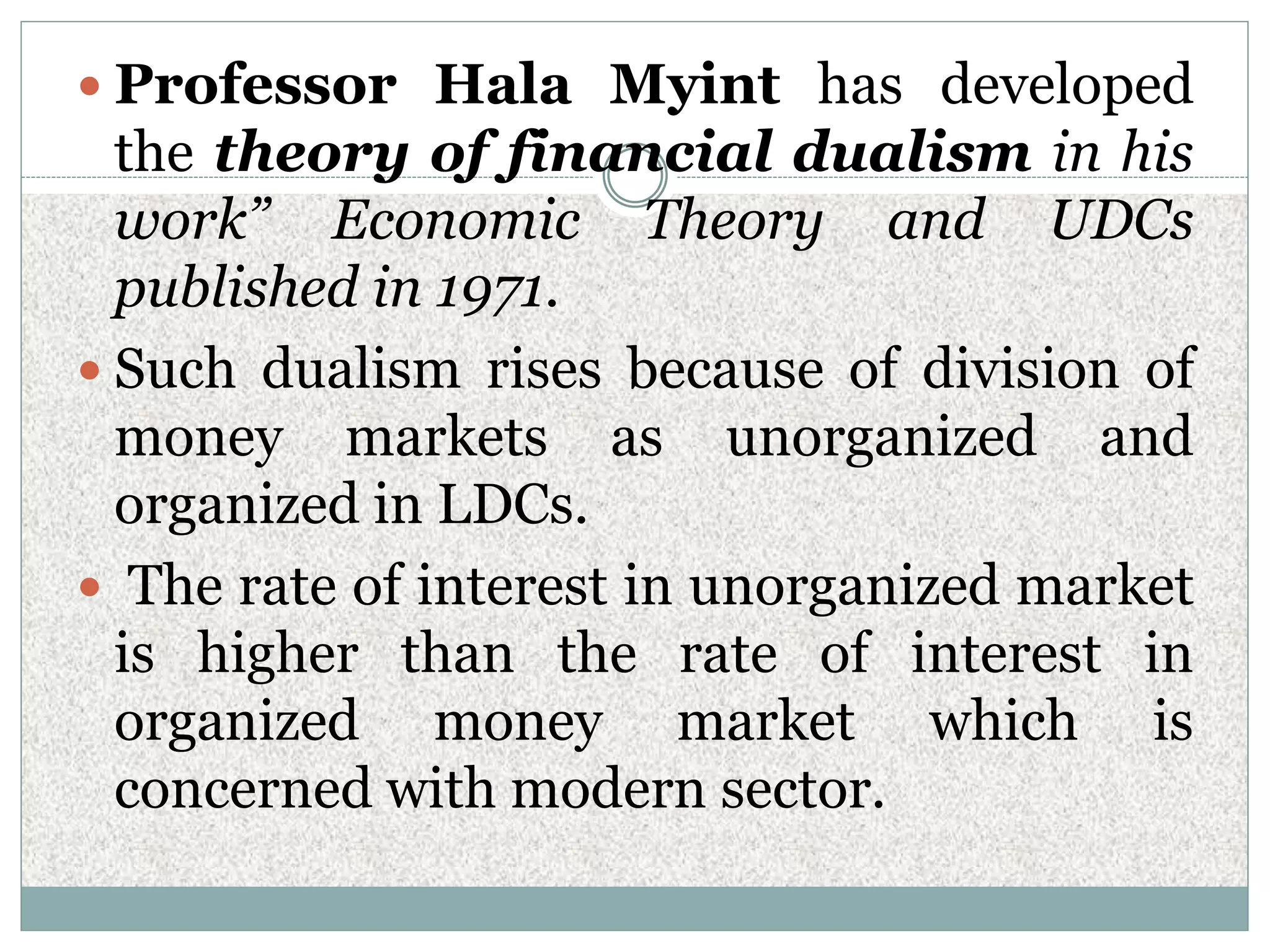 Theory of Financial Dualism | PPT