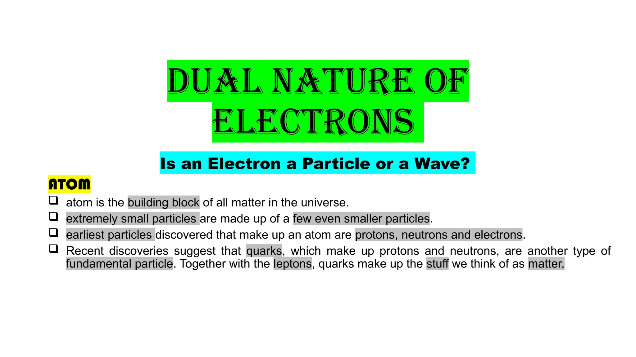 the presentation of dual nature of electrons | PPTX